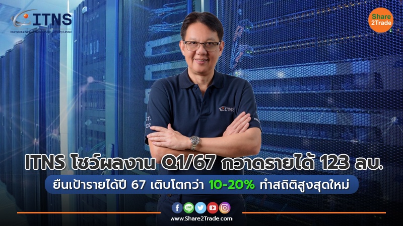 ITNS โชว์ผลงาน Q1/67 กวาดรายได้ 123 ลบ. ยืนเป้ารายได้ปี 67 เติบโตกว่า 10-20% ทำสถิติสูงสุดใหม่ ...